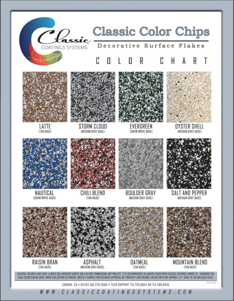 Color Chips Color Chart – Classic Coating Systems