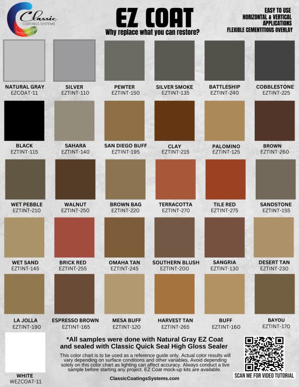 EZ Coat Color Chart – Classic Coating Systems